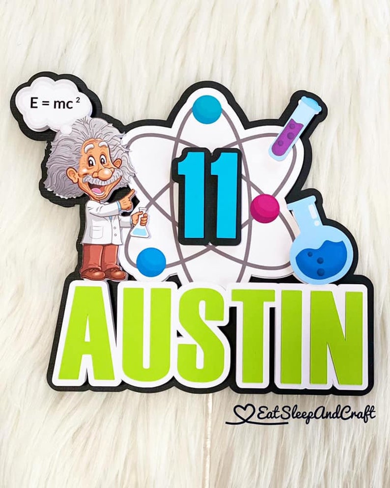 Science Cake Topper, Science Banner, Albert Einstein Cake Topper ...