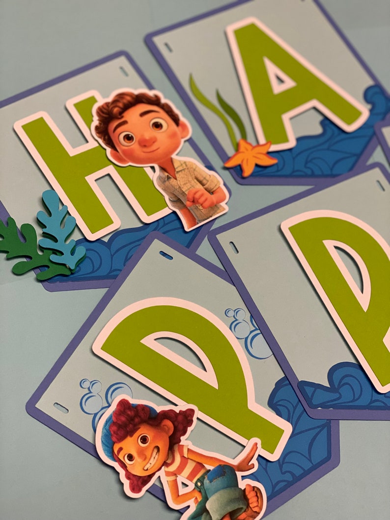 Luca Cake Topper, Luca Banner, Luca Party Decorations, 3D Cake Topper ...