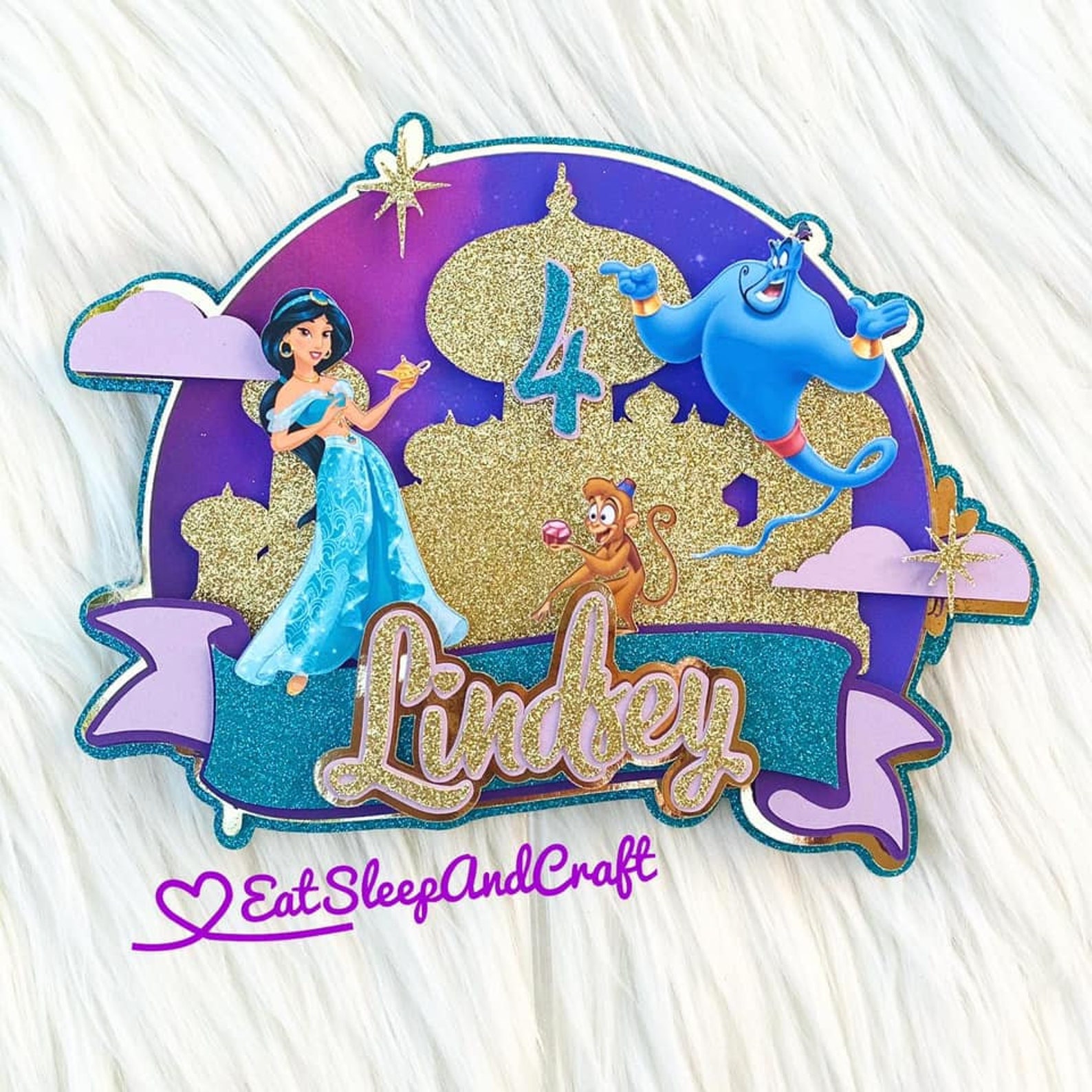 Princess Jasmine Cake Topper, Aladdin Cake Topper, Princess Jasmine ...