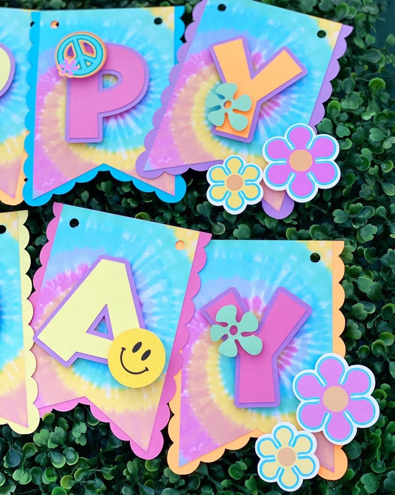 Tie Dye Cake Topper Tie Dye Banner Tie Dye Favor Boxes Tie | Etsy