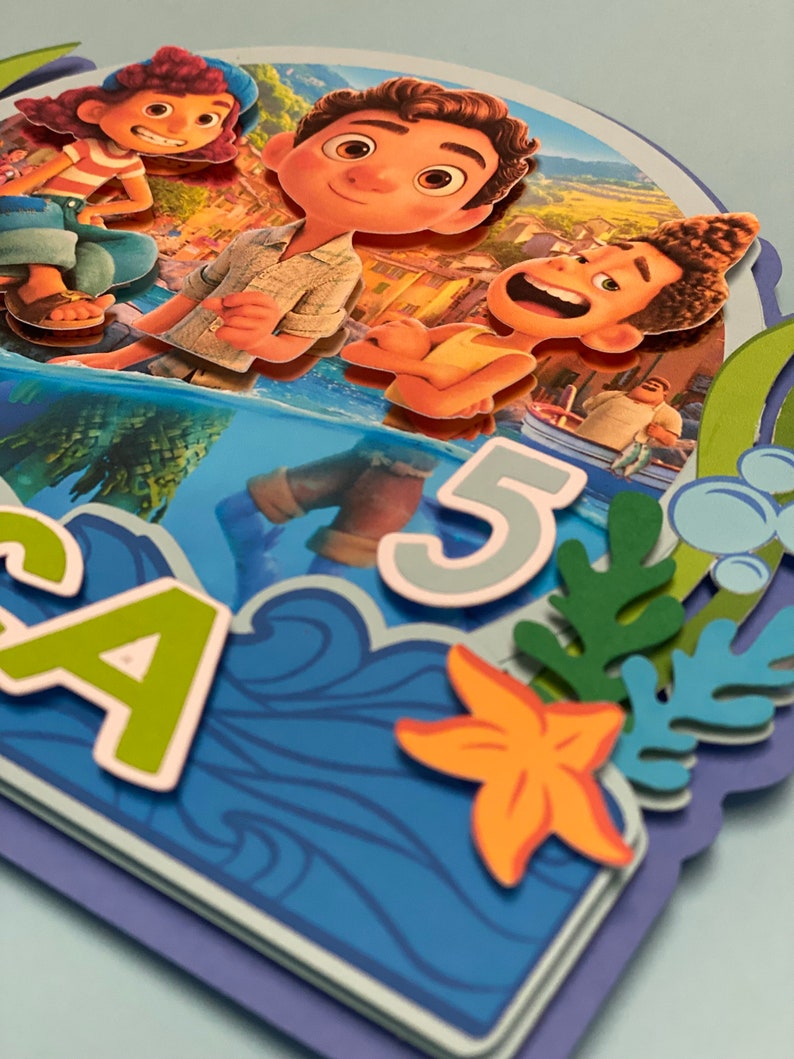 Luca Cake Topper, Luca Banner, Luca Party Decorations, 3D Cake Topper ...