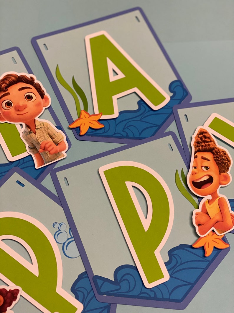 Luca Cake Topper, Luca Banner, Luca Party Decorations, 3D Cake Topper ...