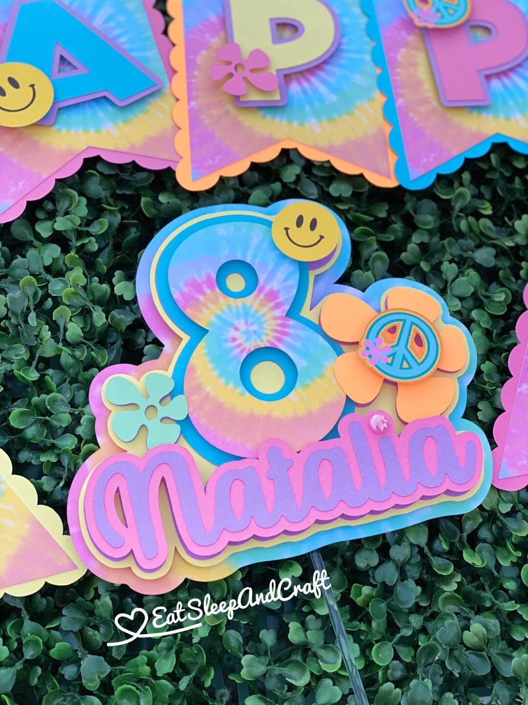 Tie Dye Cake Topper, Tie Dye Banner, Tie Dye Favor Boxes, Tie Dye Party ...