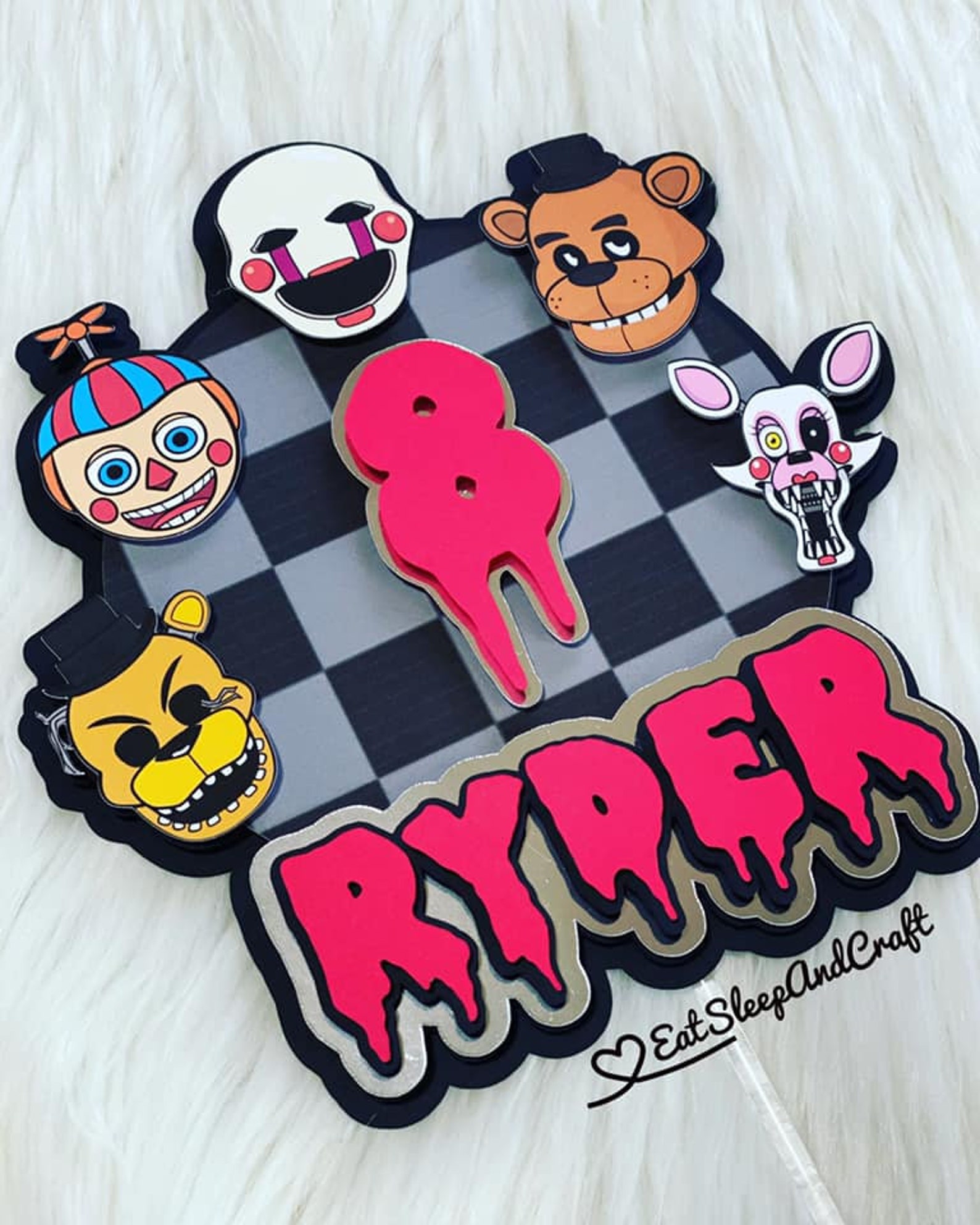 FNAF Cake Topper Five Nights at Freddy's Happy Birthday | Etsy