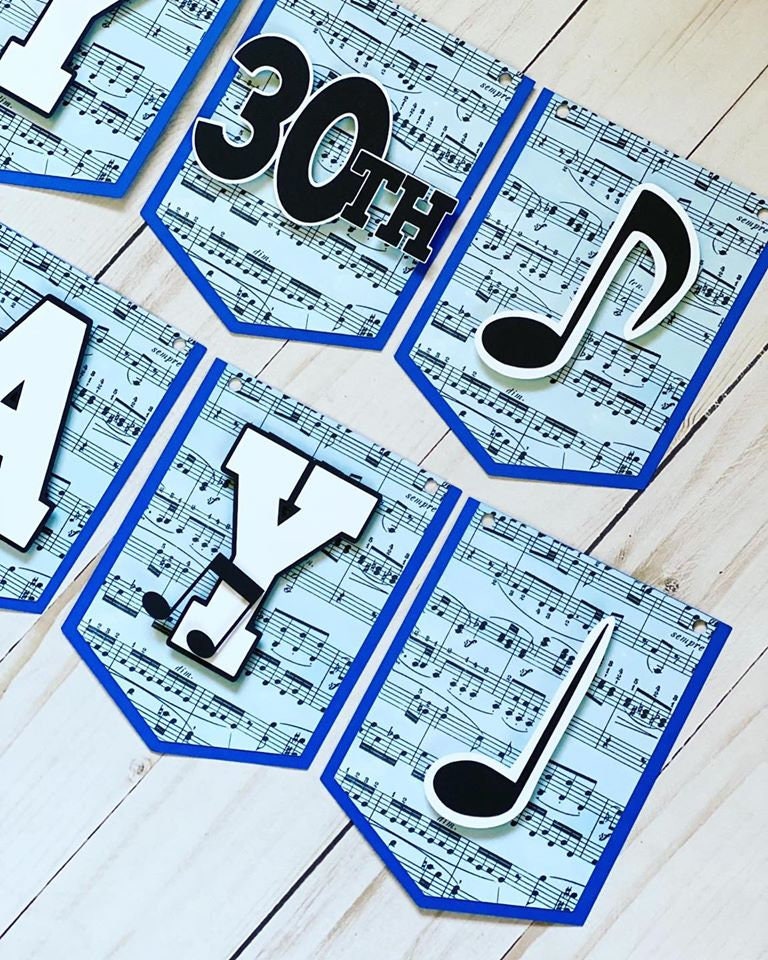 Music Banner Music Note Banner Musical Birthday Music Sheet - Etsy