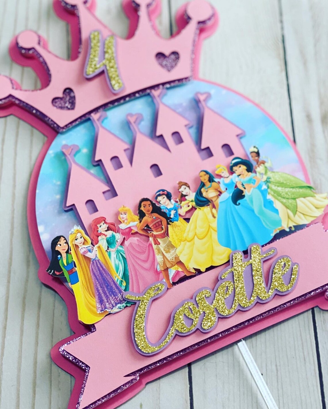 Disney Princess Cake Topper, Personalized Cake Topper, Disney ...
