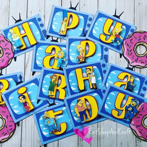 The Simpsons Birthday Banner the Simpsons Party Decorations - Etsy