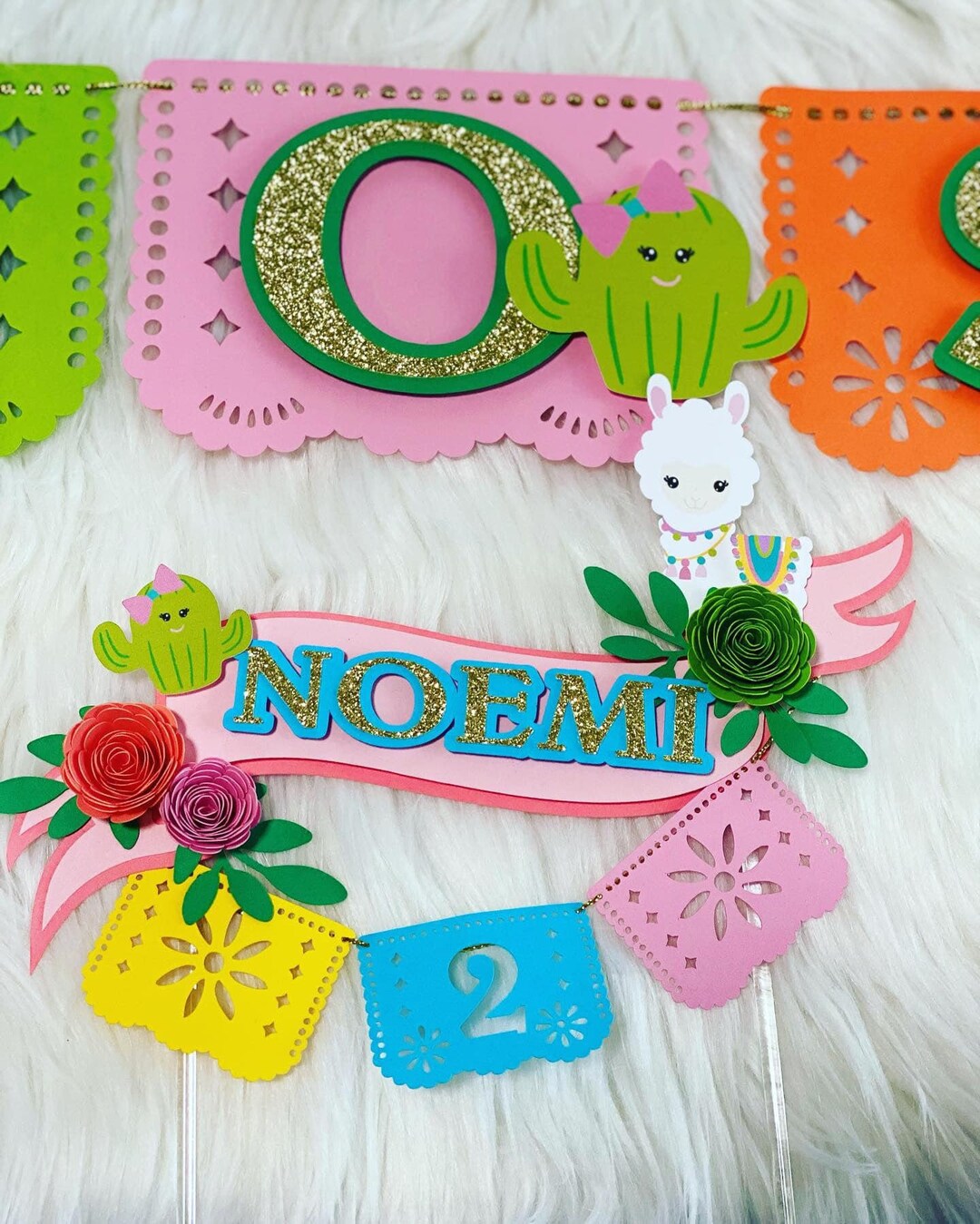 Fiesta Banner, Fiesta Cake Topper, Llama Banner, Llama Cake Topper ...