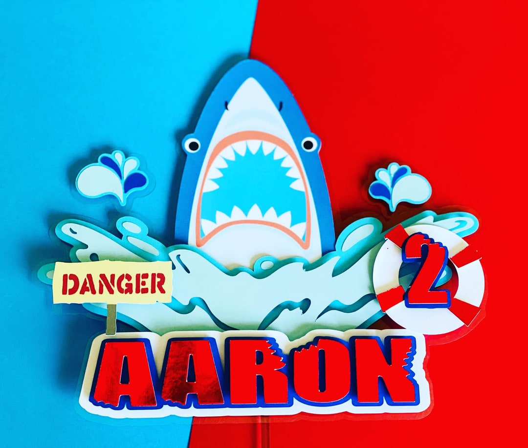 Shark Cake Topper, Shark Birthday, Shark Banner, Shark Highchair Banner ...