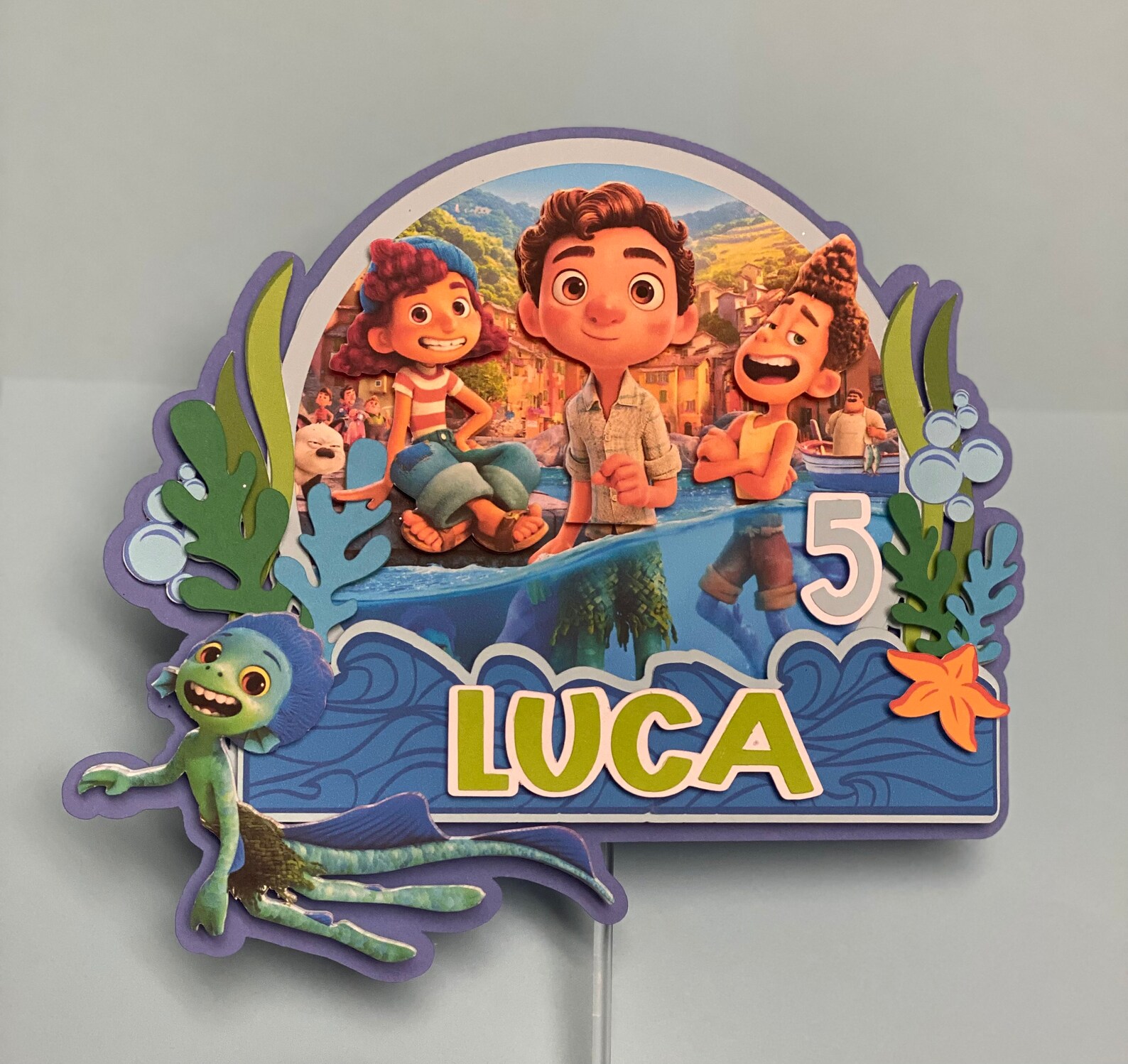 Luca Cake Topper, Luca Banner, Luca Party Decorations, 3D Cake Topper ...