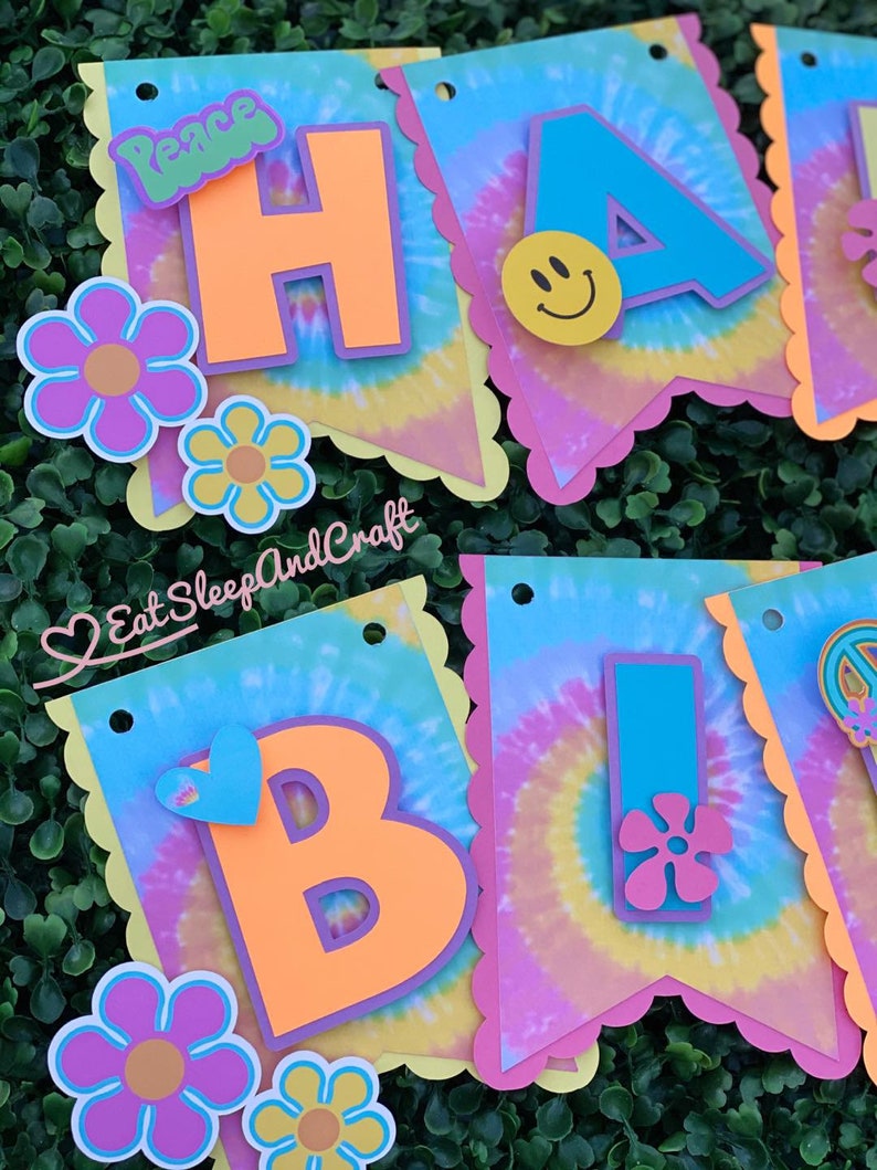 Tie Dye Cake Topper Tie Dye Banner Tie Dye Favor Boxes Tie | Etsy