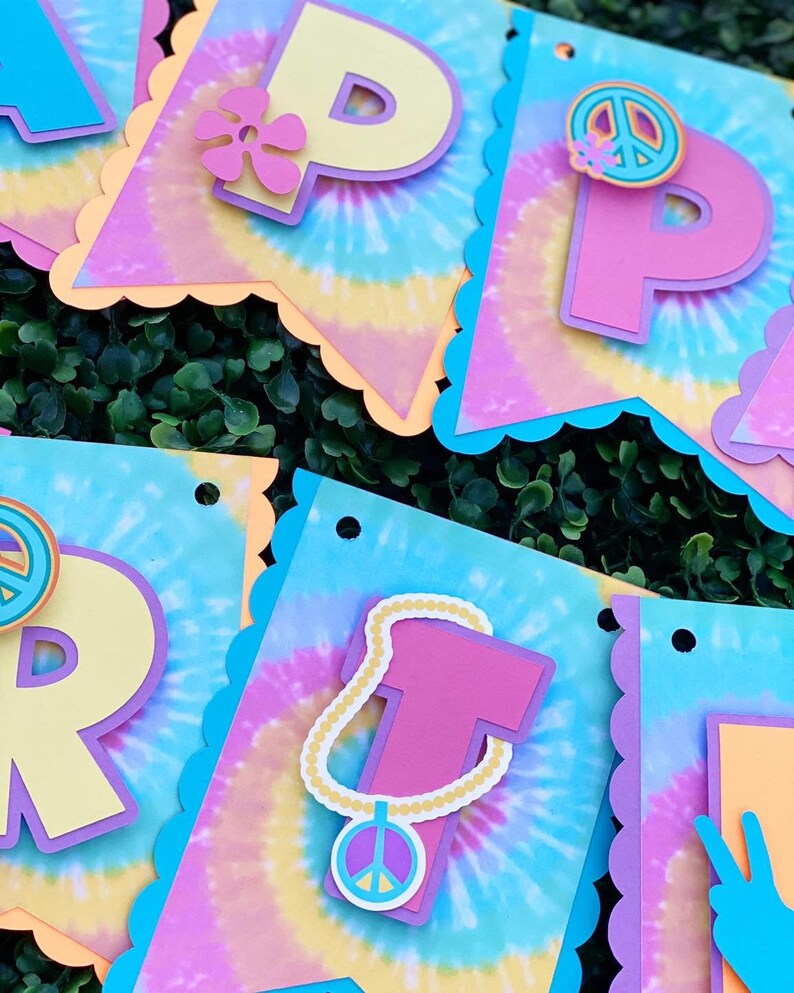 Tie Dye Cake Topper Tie Dye Banner Tie Dye Favor Boxes Tie | Etsy