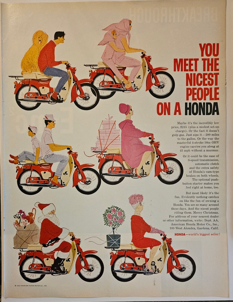 Vintage Honda Motorcycle Ad // 1960s // Retro Decor - Etsy