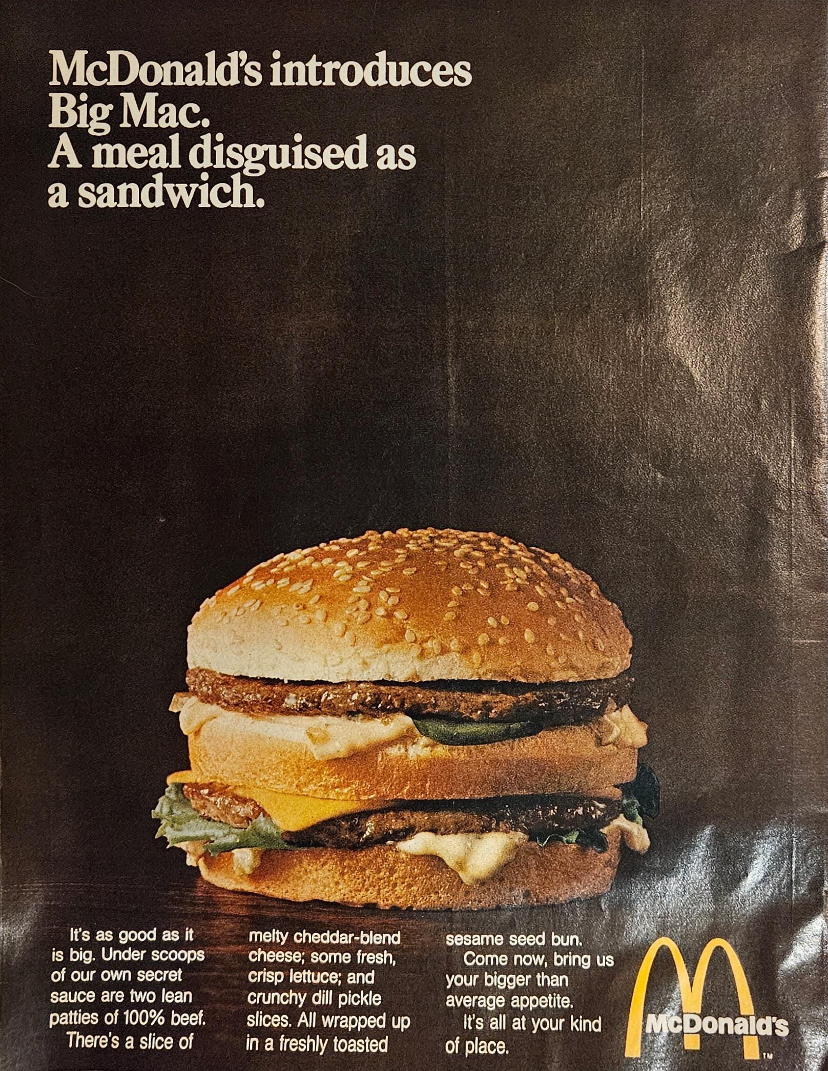 Vintage Mcdonald's Big Mac Ad 1960s Retro Decor - Etsy