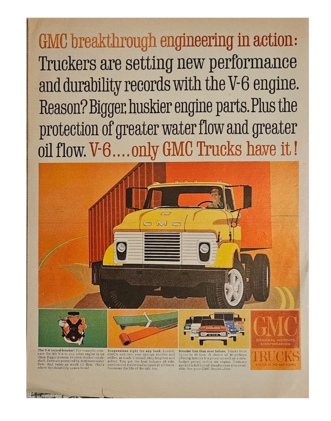 Vintage GMC Trucks Print Ad 1960s Retro Decor - Etsy