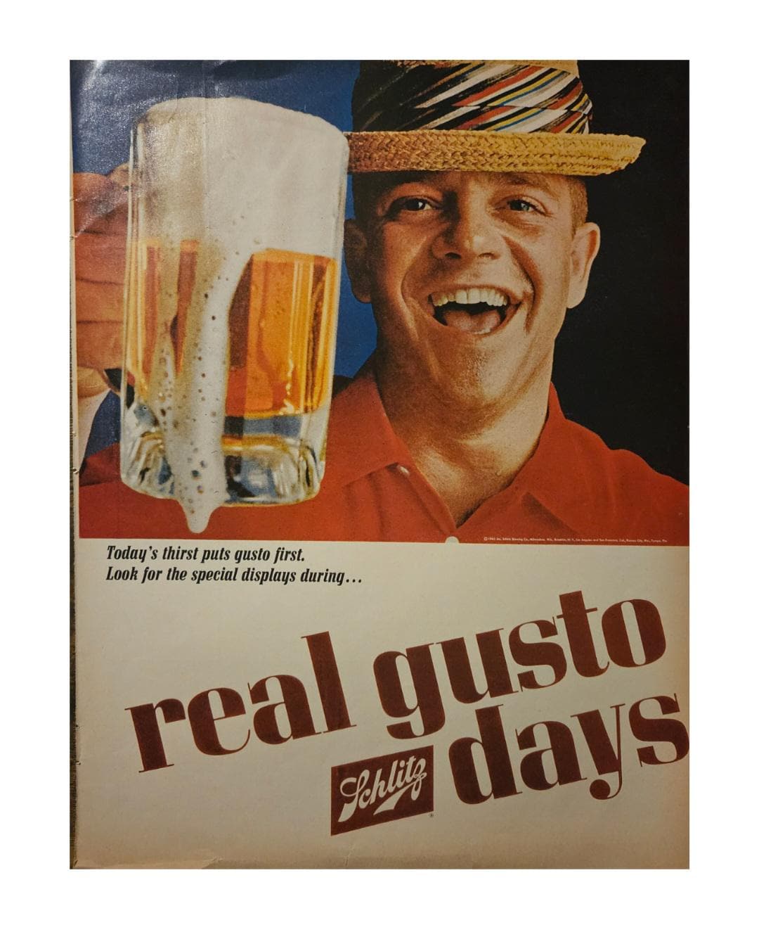 Vintage Schlitz Real Gusto Print Ad 1960s Retro Decor - Etsy