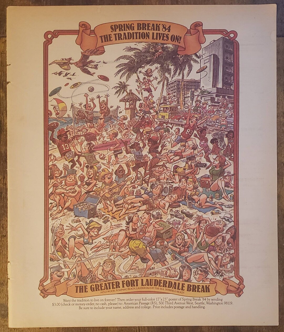 Vintage Spring Break Fort Lauderdale Ad // 1984 // Retro Decor - Etsy
