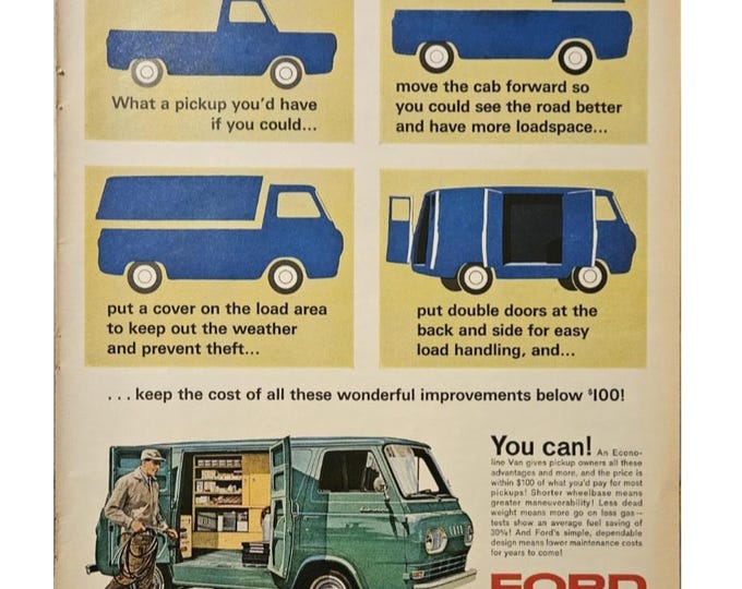 Vintage Ford Econoline Van Print Ad // 1960s // Retro Decor - Etsy