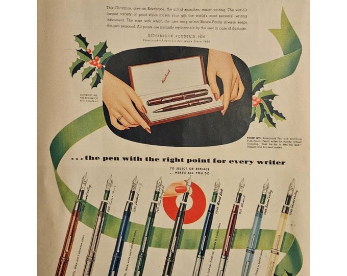 Vintage 1949 Esterbrook Pens Print Advertisement - Etsy