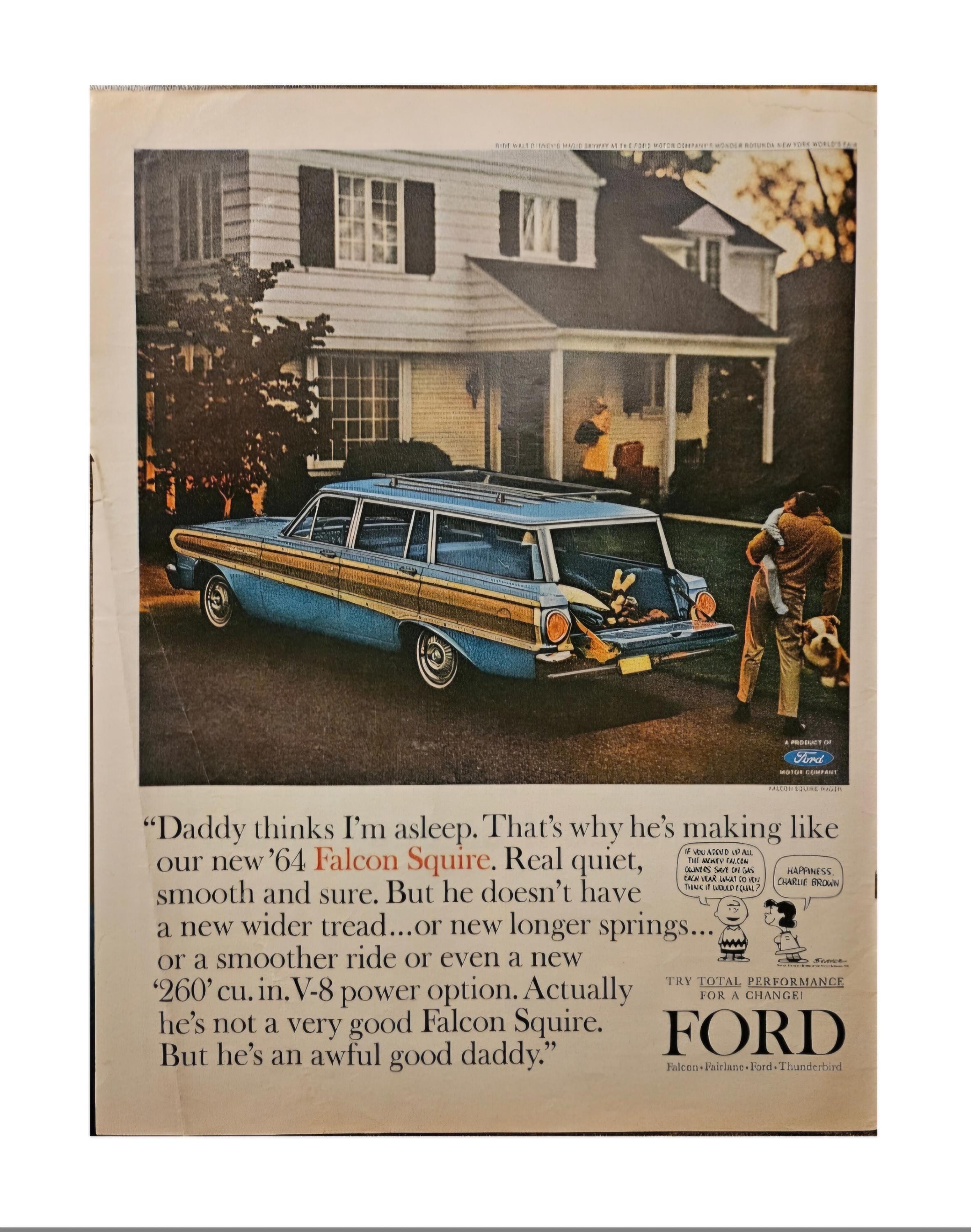 Peanuts Charlie Brown Ford Falcon Print Ad // 1960s // Retro Decor - Etsy