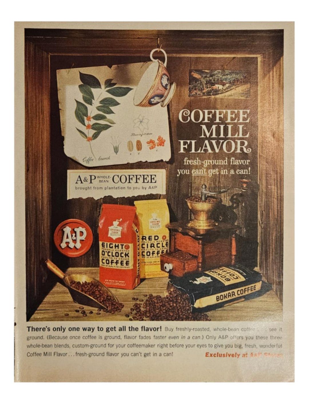 Vintage A&P Coffee Print Ad 1960s Retro Decor - Etsy