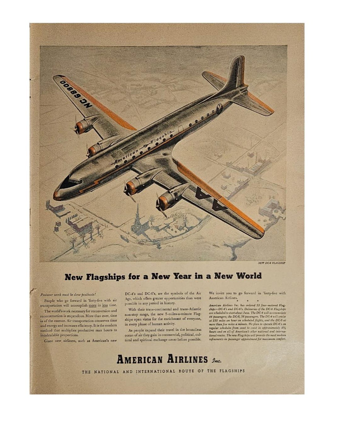 Vintage American Airlines Print Ad 1940s Retro Decor - Etsy