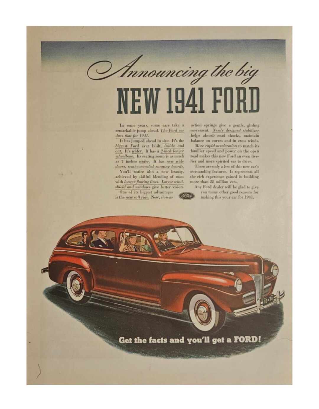 Vintage 1941 Ford Print Ad 1940s Retro Decor - Etsy