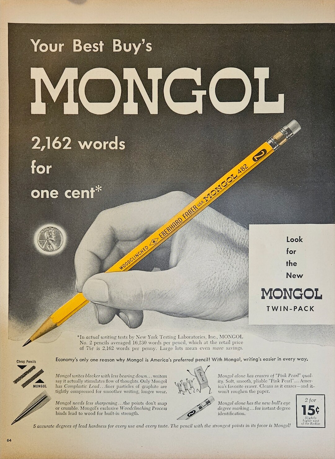 Mongol Pencil Vintage Print Ad - Etsy