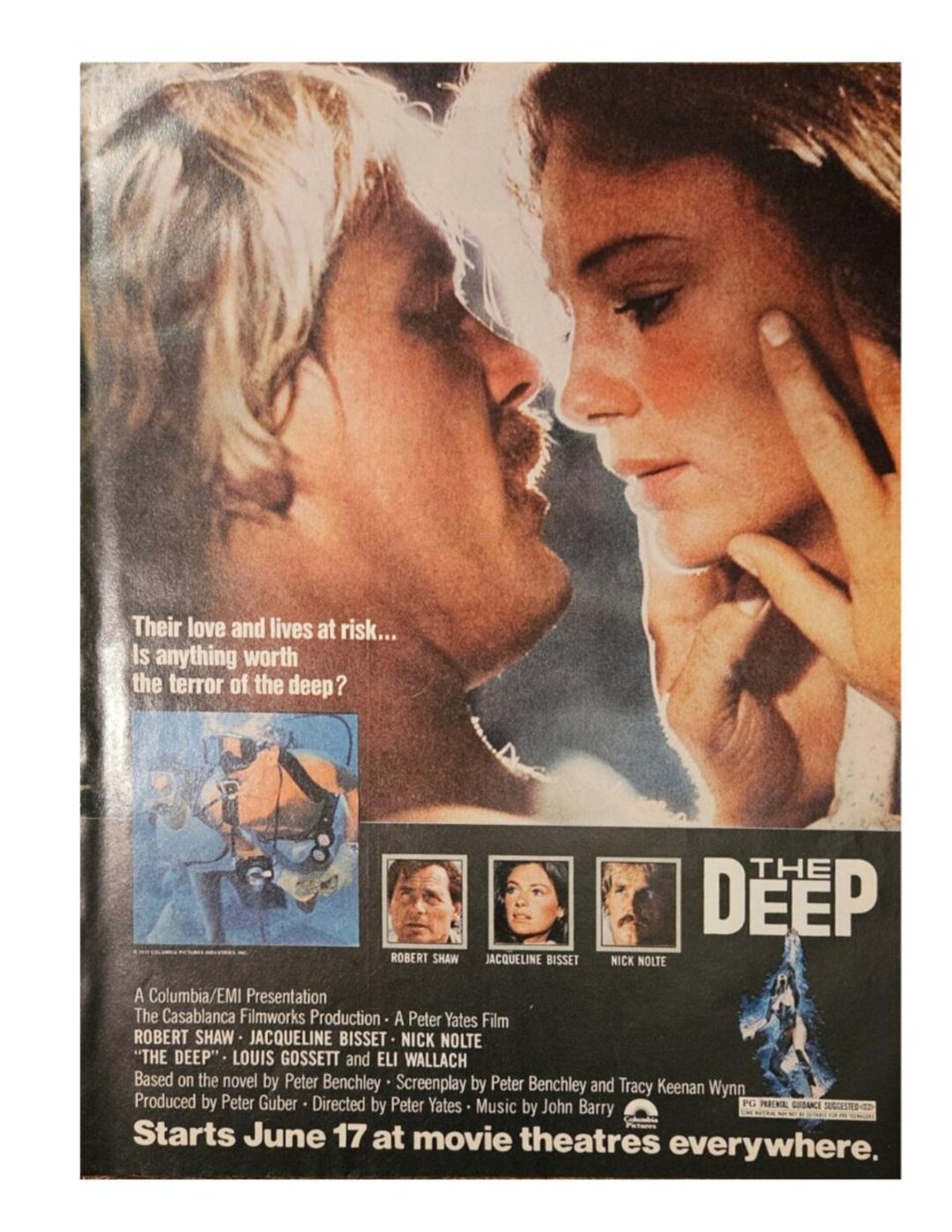 The Deep Movie Vintage Print Ad // Robert Shaw // Jacqueline Bisset ...