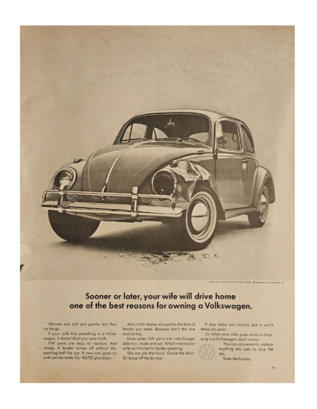 Vintage Volkswagen Beetle Ad 1960s Retro Decor - Etsy