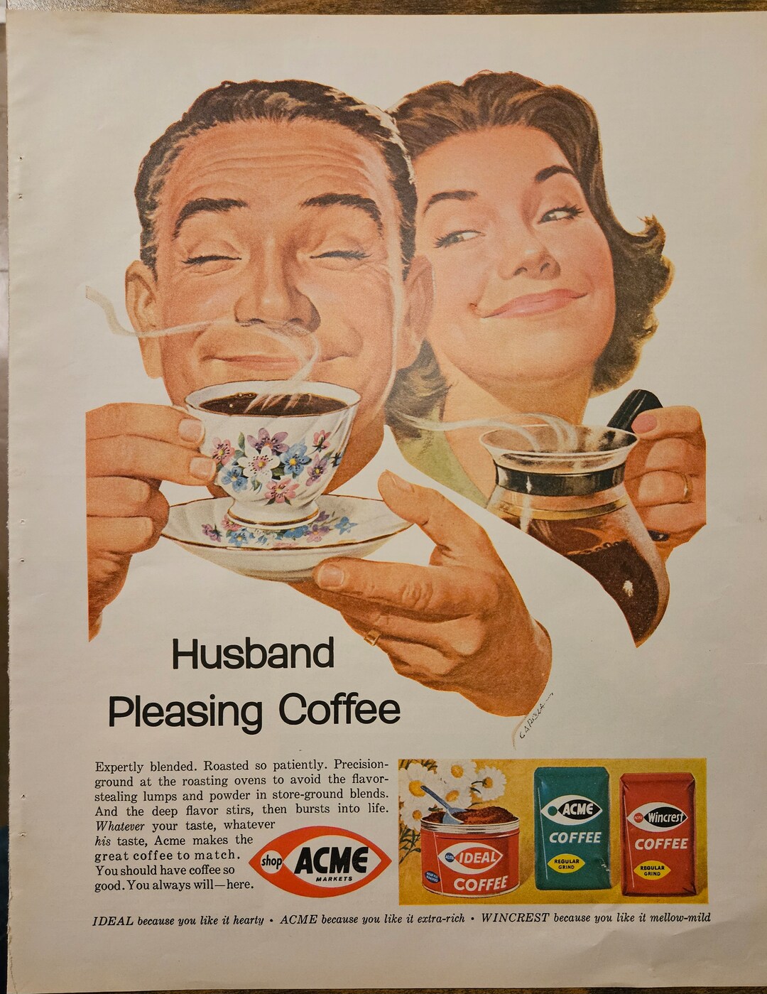 Vintage Acme Coffee Ad // 1960s // Retro Decor - Etsy