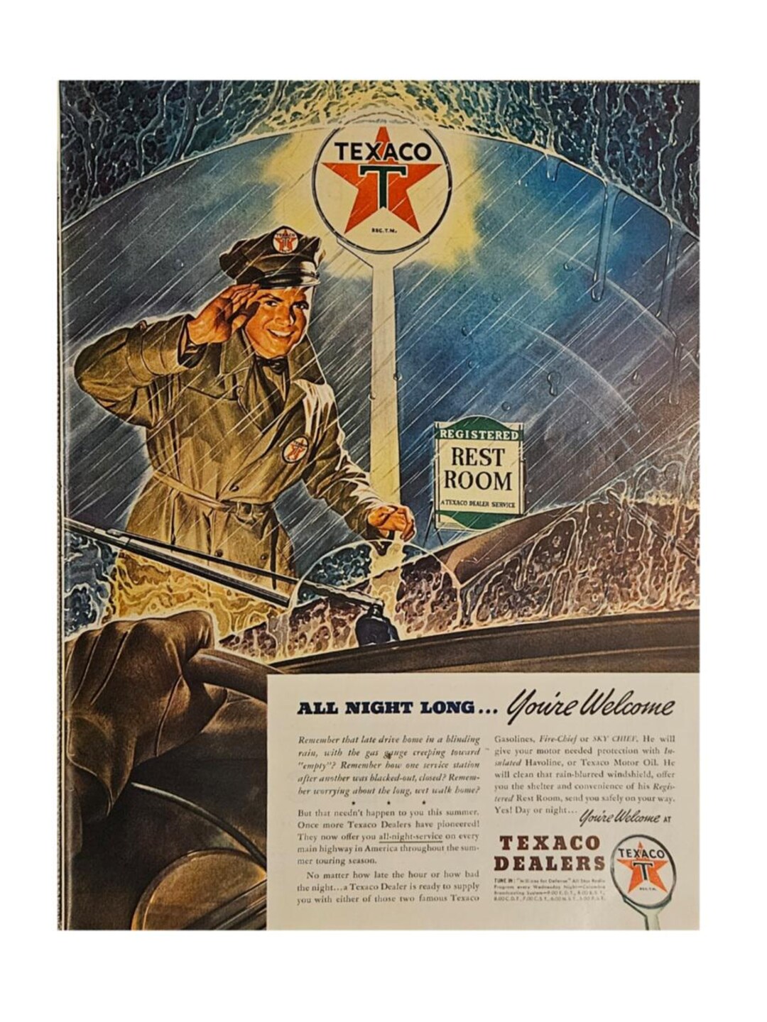 Vintage Texaco Print Ad 1940s Retro Decor - Etsy