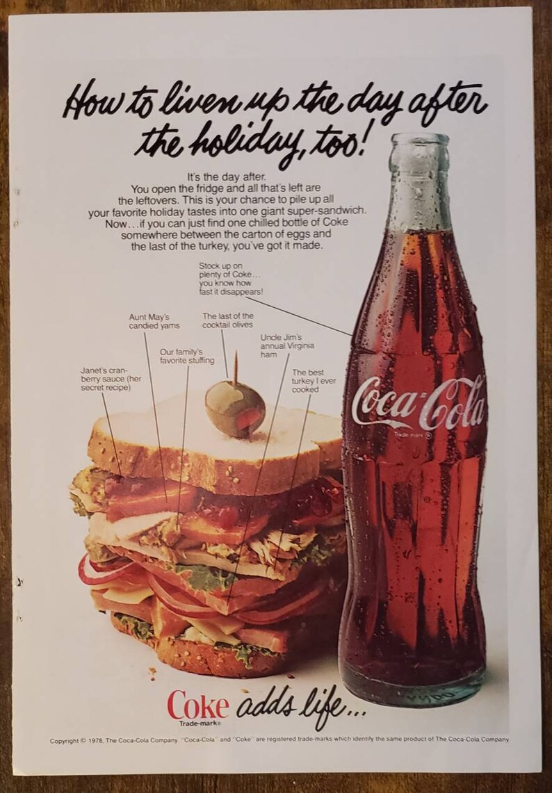 Vintage Coca-cola Print Ad // 1978 // Retro Decor - Etsy