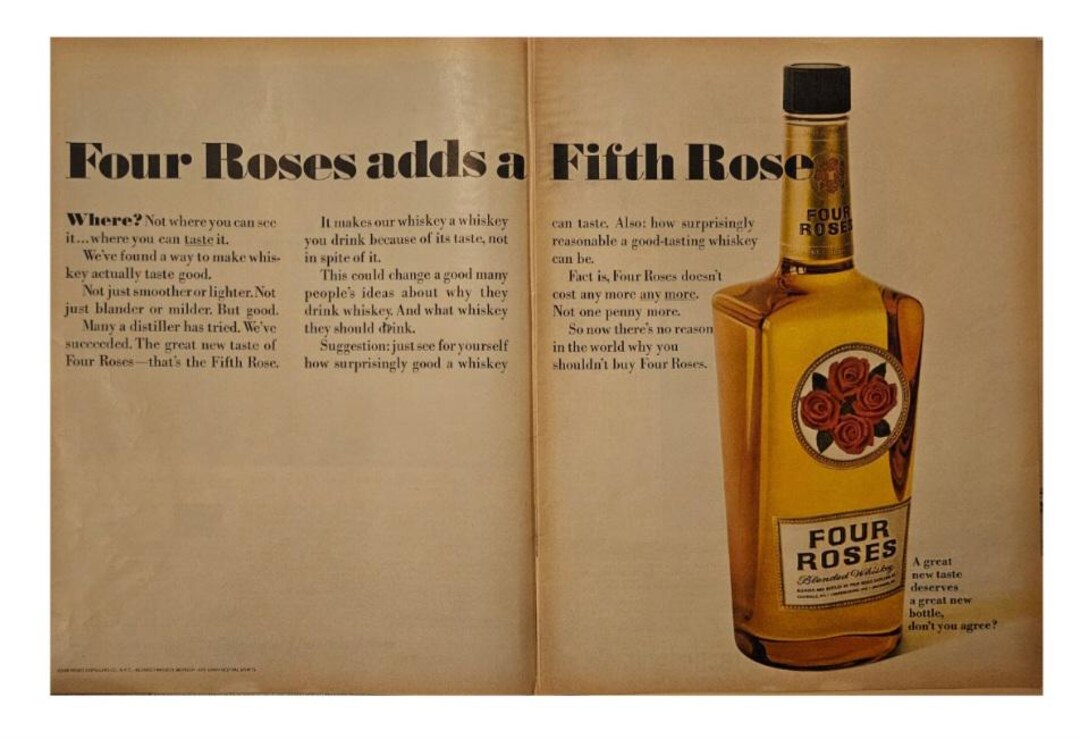 Four Roses Whiskey Vintage Print Ad 1960s Retro Decor - Etsy