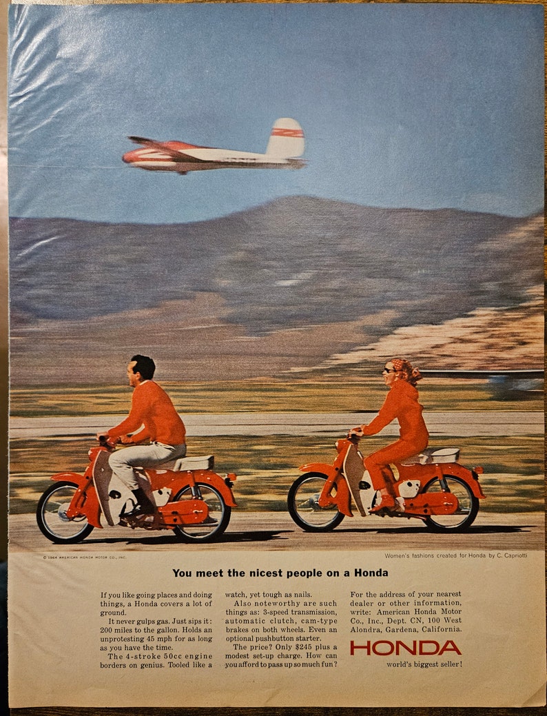 Vintage Honda Motorcycle Ad // 1960s // Retro Decor - Etsy