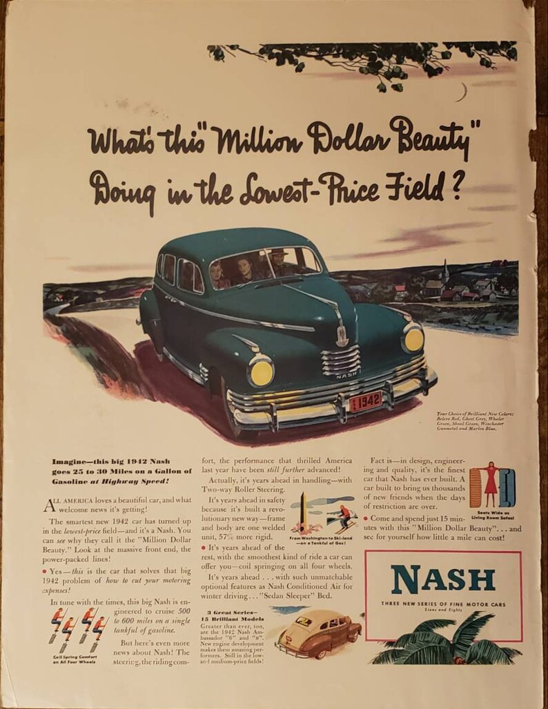 Vintage Nash Automobile Ad // 1941 // Retro Decor - Etsy