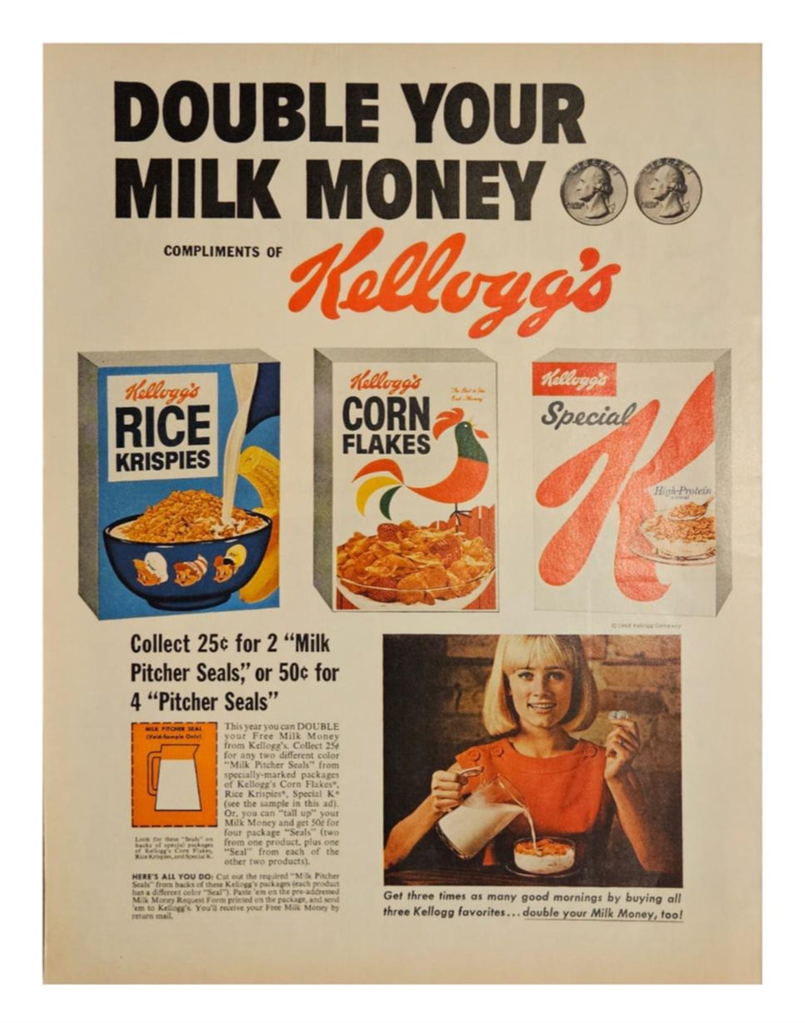 Vintage Kellogg's Cereal Print Ad 1960s Retro Decor - Etsy
