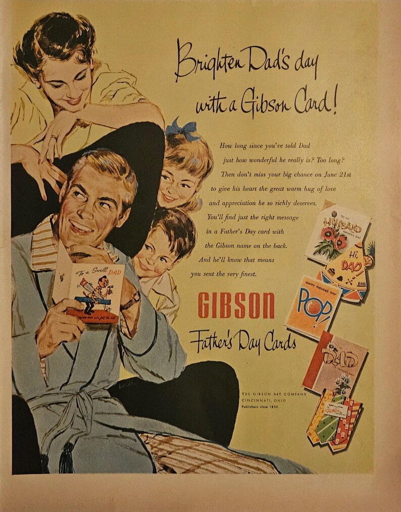 Gibson Father's Day Cards Print Ad 1950s Retro Decor - Etsy