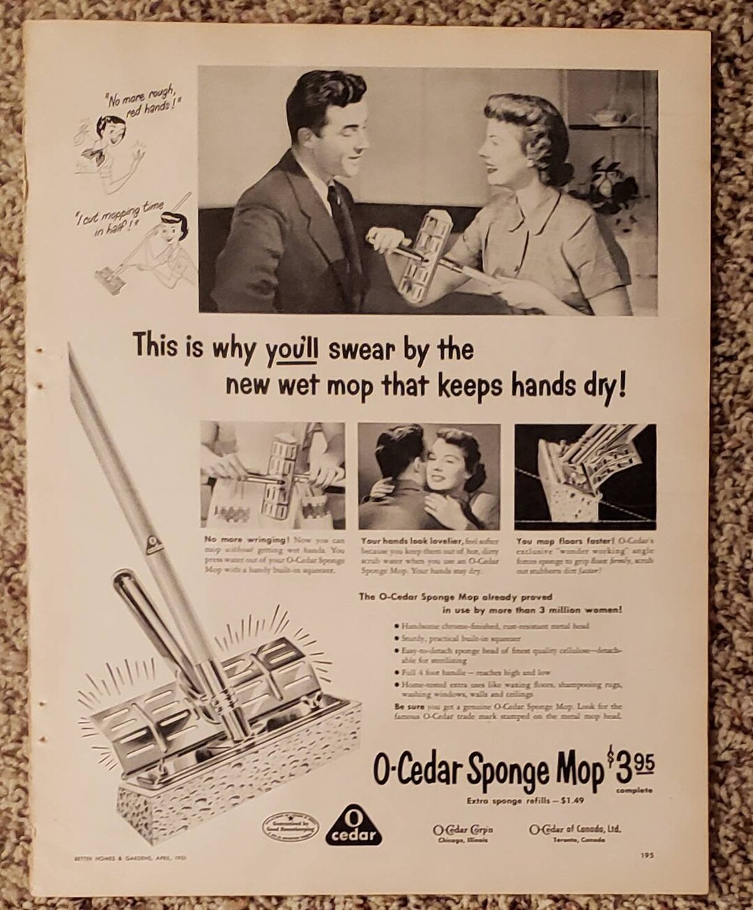 Vintage O-cedar Sponge Mop // Retro Design - Etsy