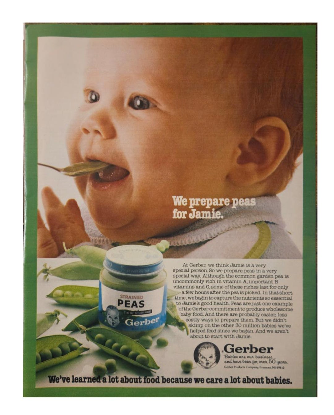 Vintage Gerber Baby Food Print Ad 1980s Retro Decor - Etsy