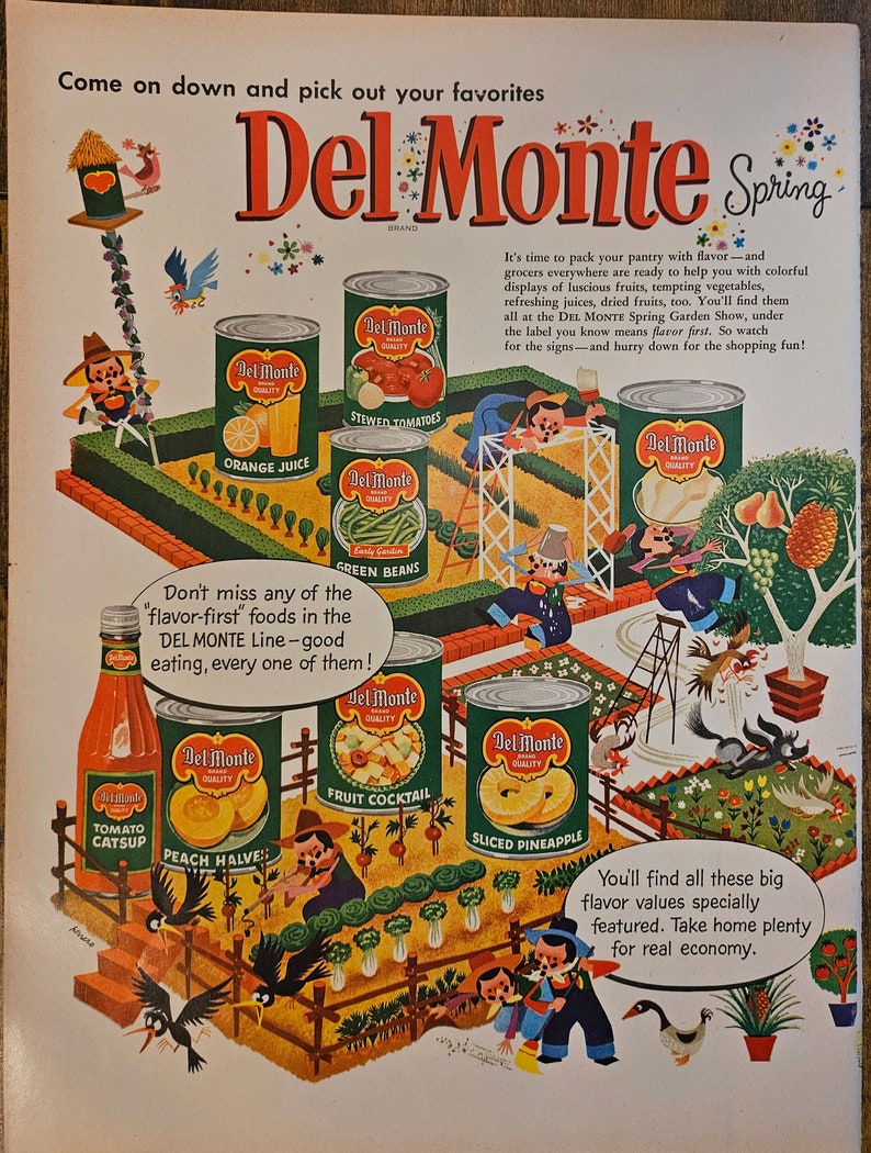 Vintage Del Monte Print Ad // 1950s // Retro Decor - Etsy