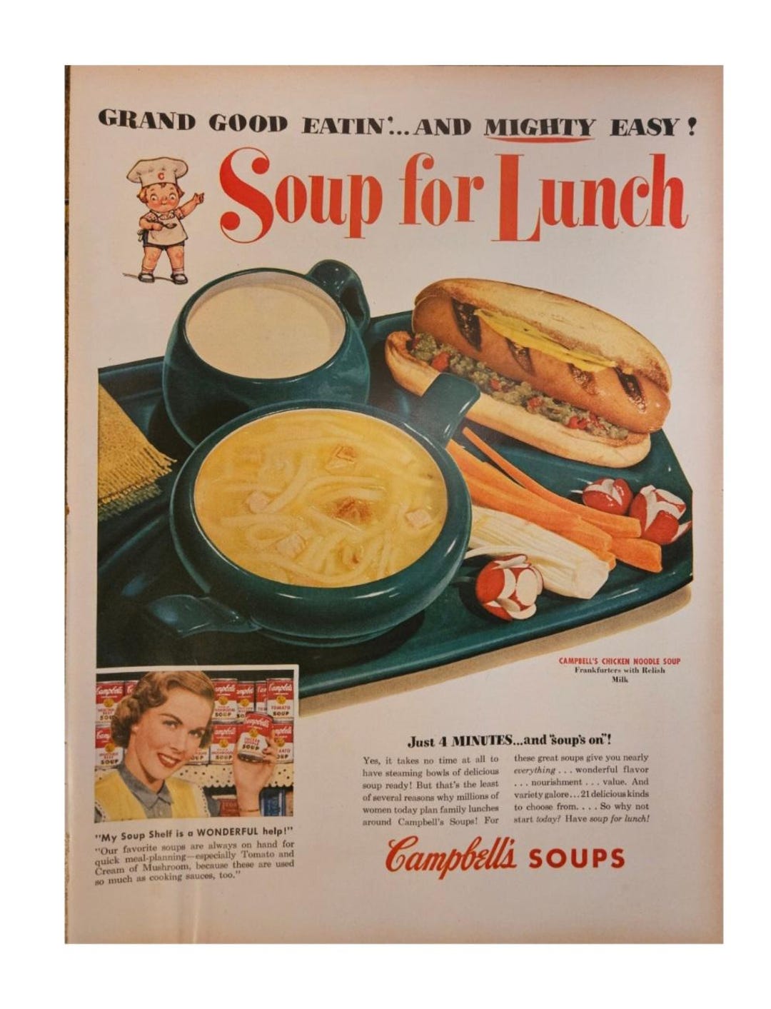 Vintage Campbell's Soup Print Ad // 1950s // Retro - Etsy