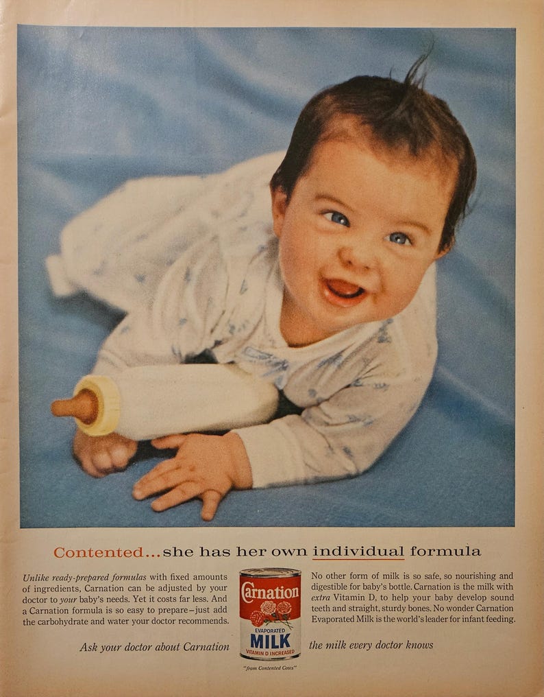 Vintage Carnation Evaporated Milk Print Ad // 1960s // Retro Decor - Etsy