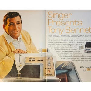 Tony Bennett Singer Sewing Machine Ad 1950s Retro Decor - Etsy