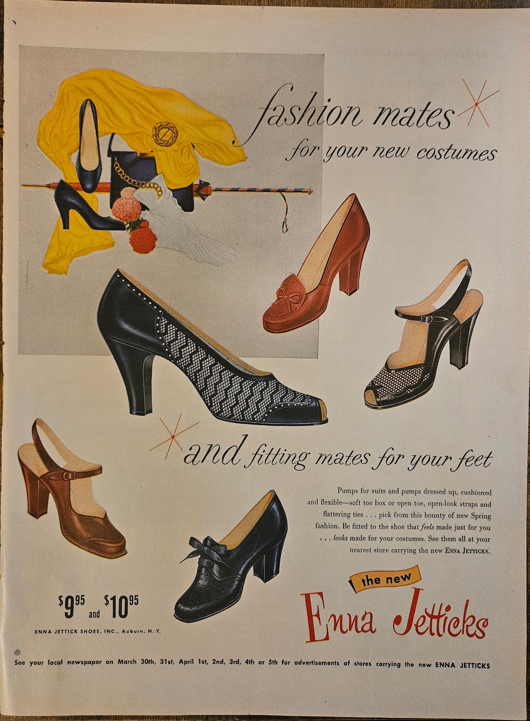 Vintage Enna Jetticks Shoes Print Ad // 1950s // Retro Decor - Etsy
