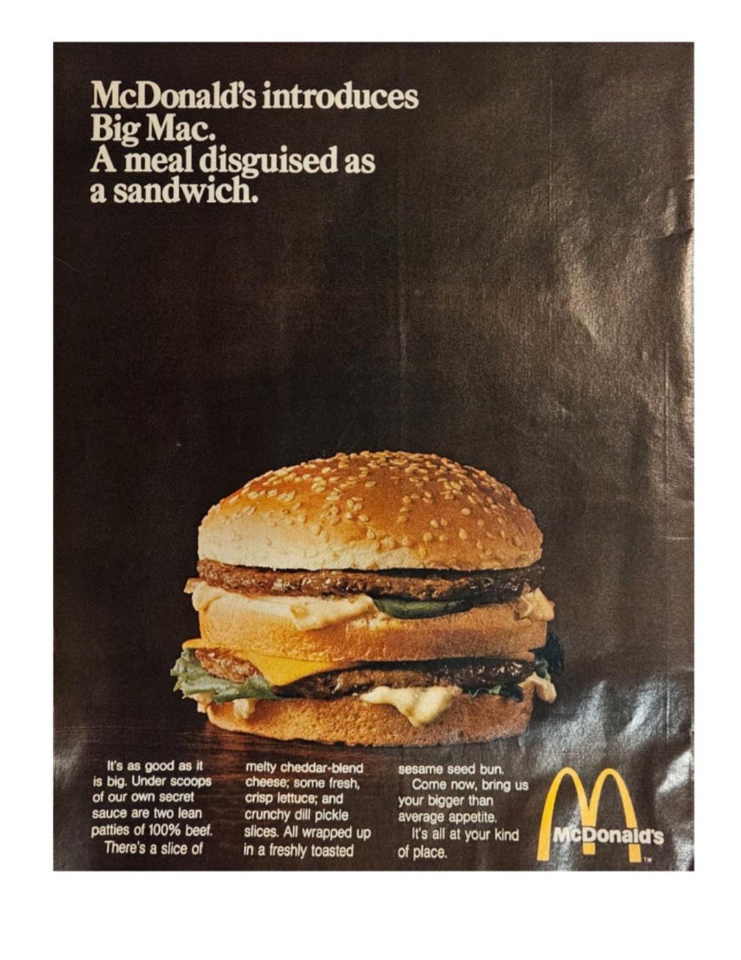 Vintage Mcdonald's Big Mac Ad 1960s Retro Decor - Etsy