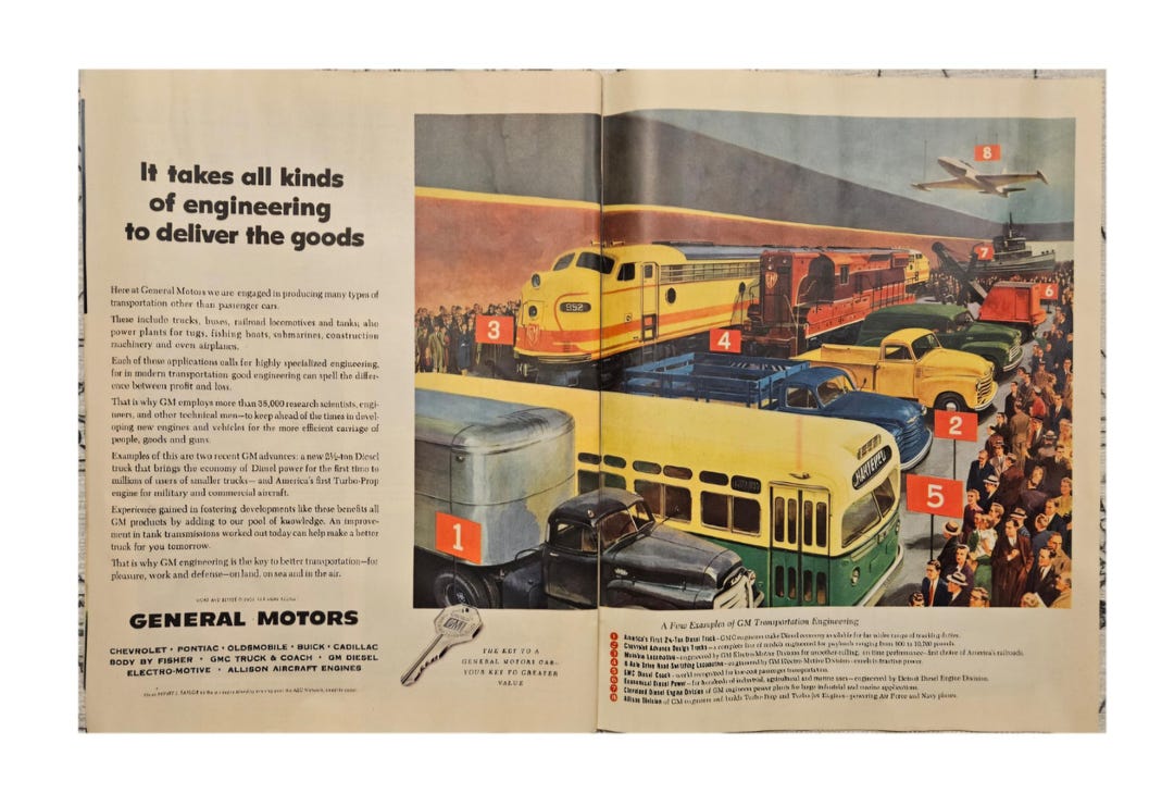 General Motors Vintage Print Ad 1950s Retro Decor - Etsy
