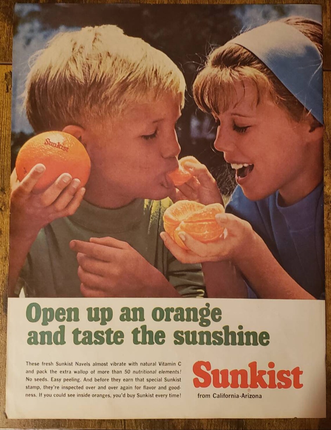 Vintage Sunkist Orange Ad // 1960s // Retro Decor - Etsy