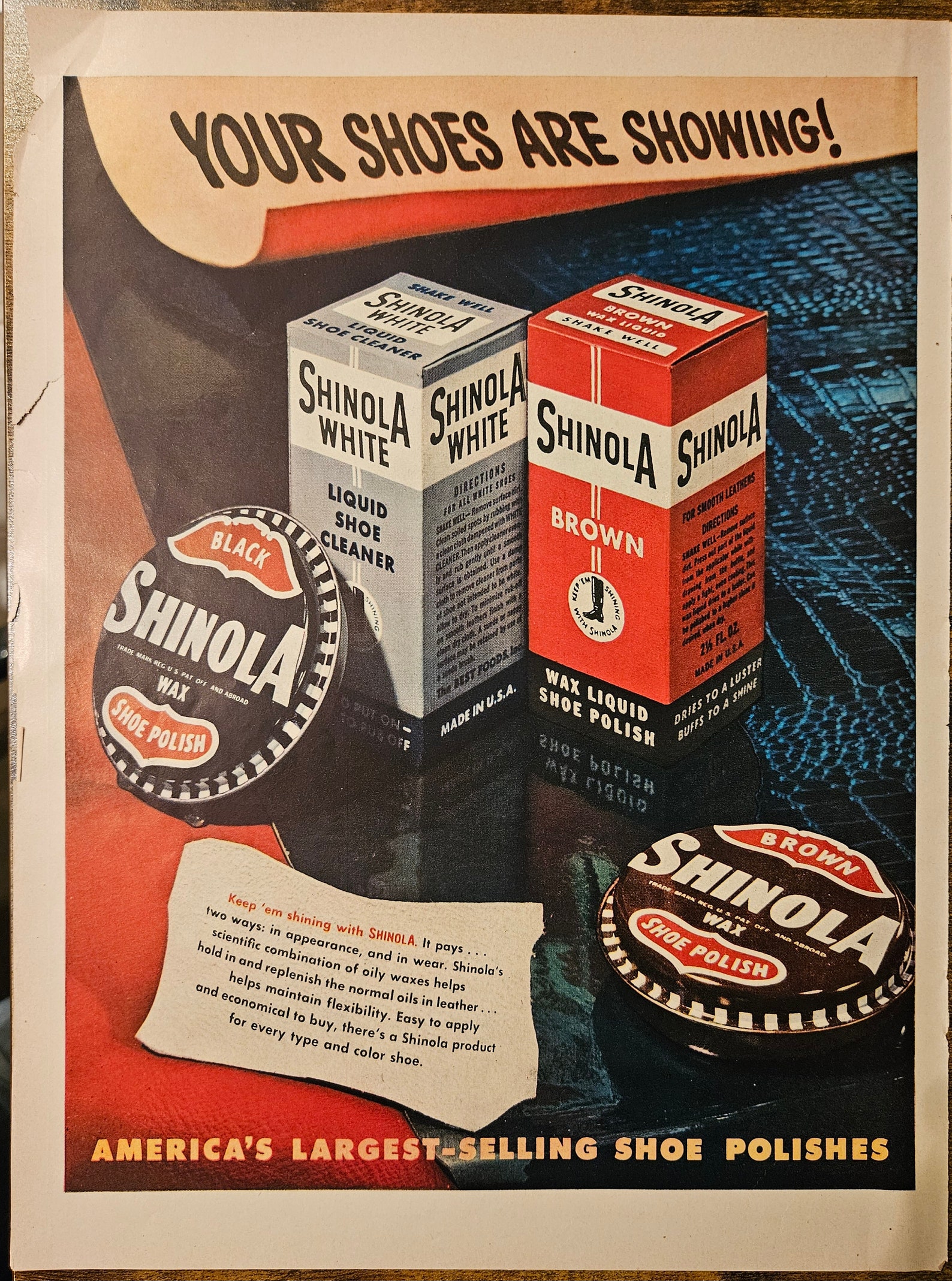 Shinola Shoe Polish Vintage Print Ad // 1940s // Retro Decor - Etsy