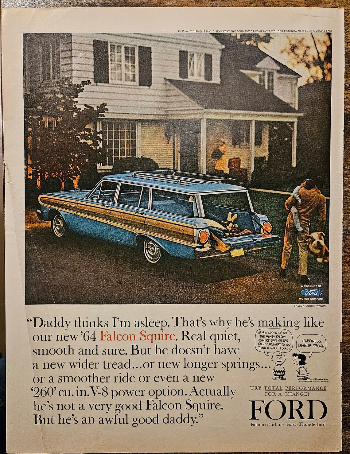 Peanuts Charlie Brown Ford Falcon Print Ad // 1960s // Retro Decor - Etsy